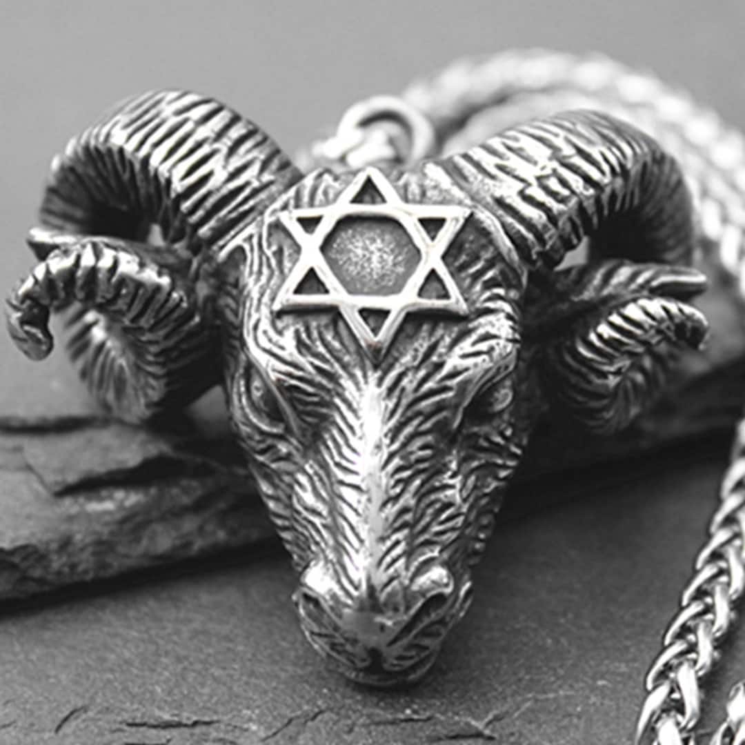 Evil Satanic Ram Pendant & Necklace Pentagram Baphomet Pendant Satanic ...