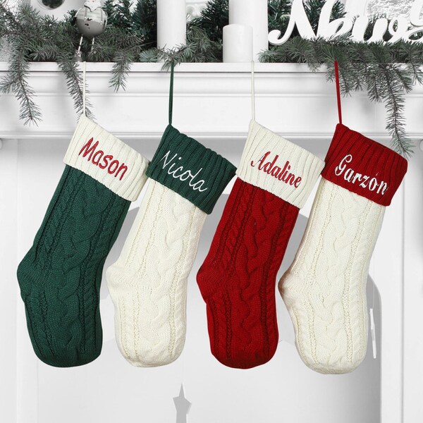 Green White Stocking - Etsy