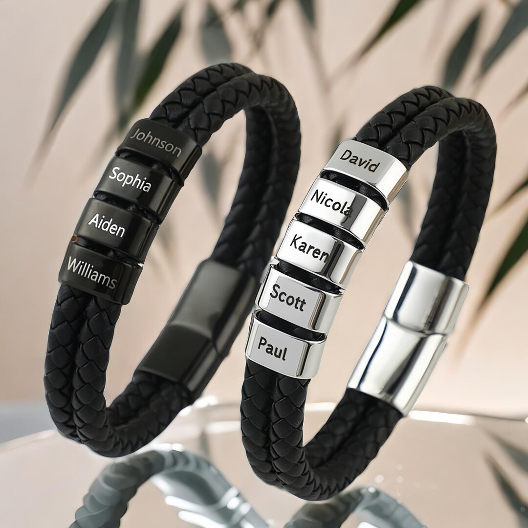 Personalized Men Bracelet，dad Bracelet With Kids Names，fathers Day ...