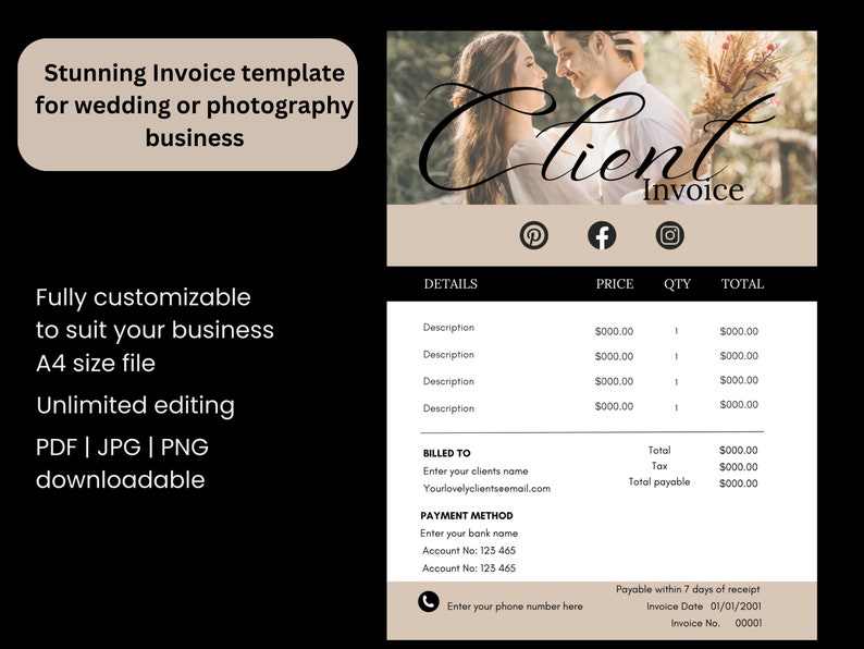 Invoice Template Download Invoice Template Invoice Etsy Sellers Modern ...