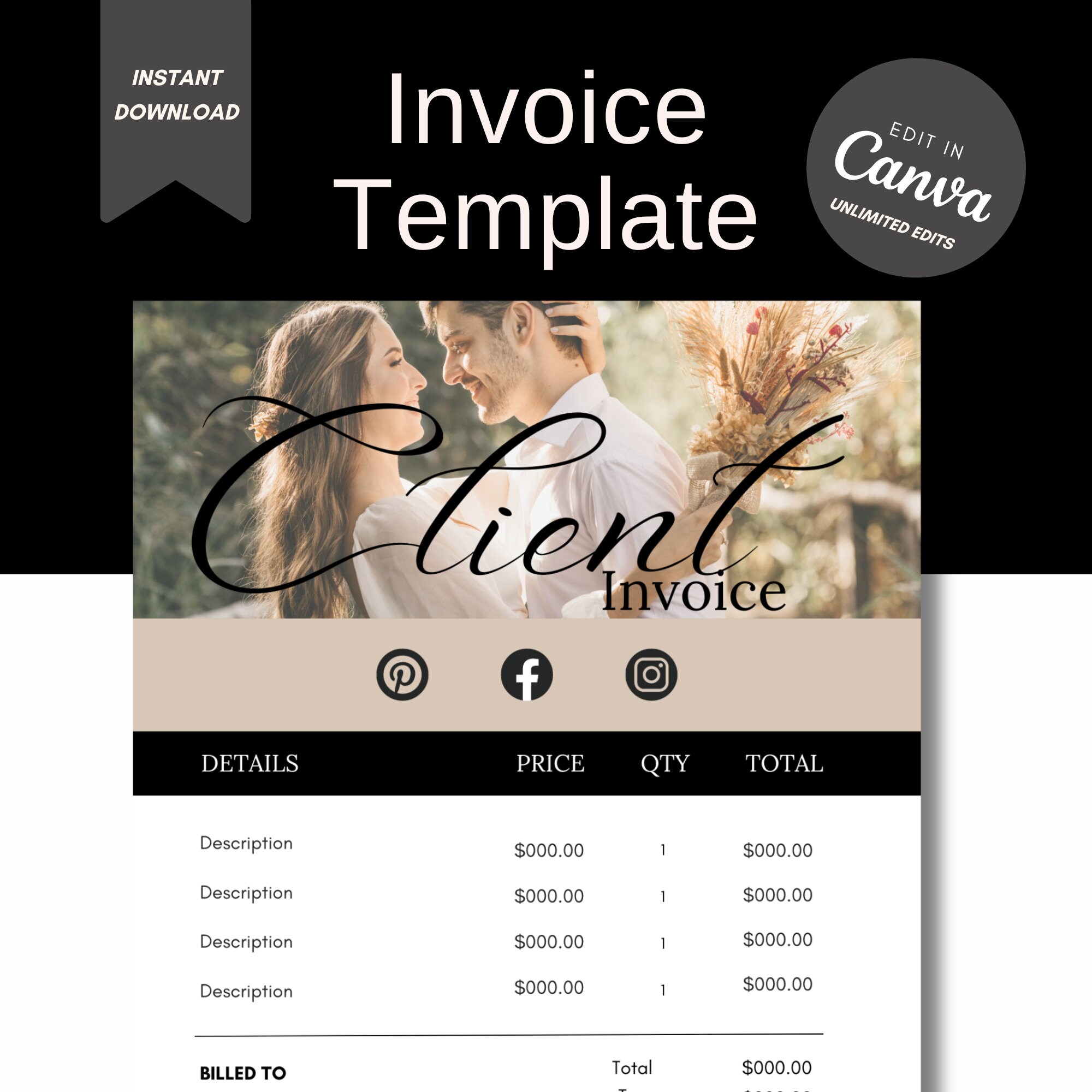 Invoice Template Download Invoice Template Invoice Etsy Sellers Modern ...