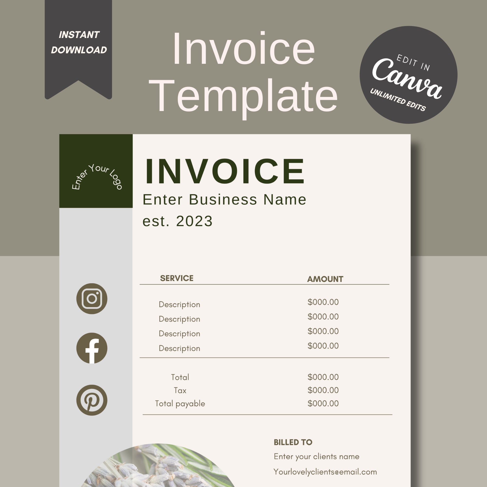 Invoice Template Download Invoice Template Invoice Etsy Sellers Modern ...