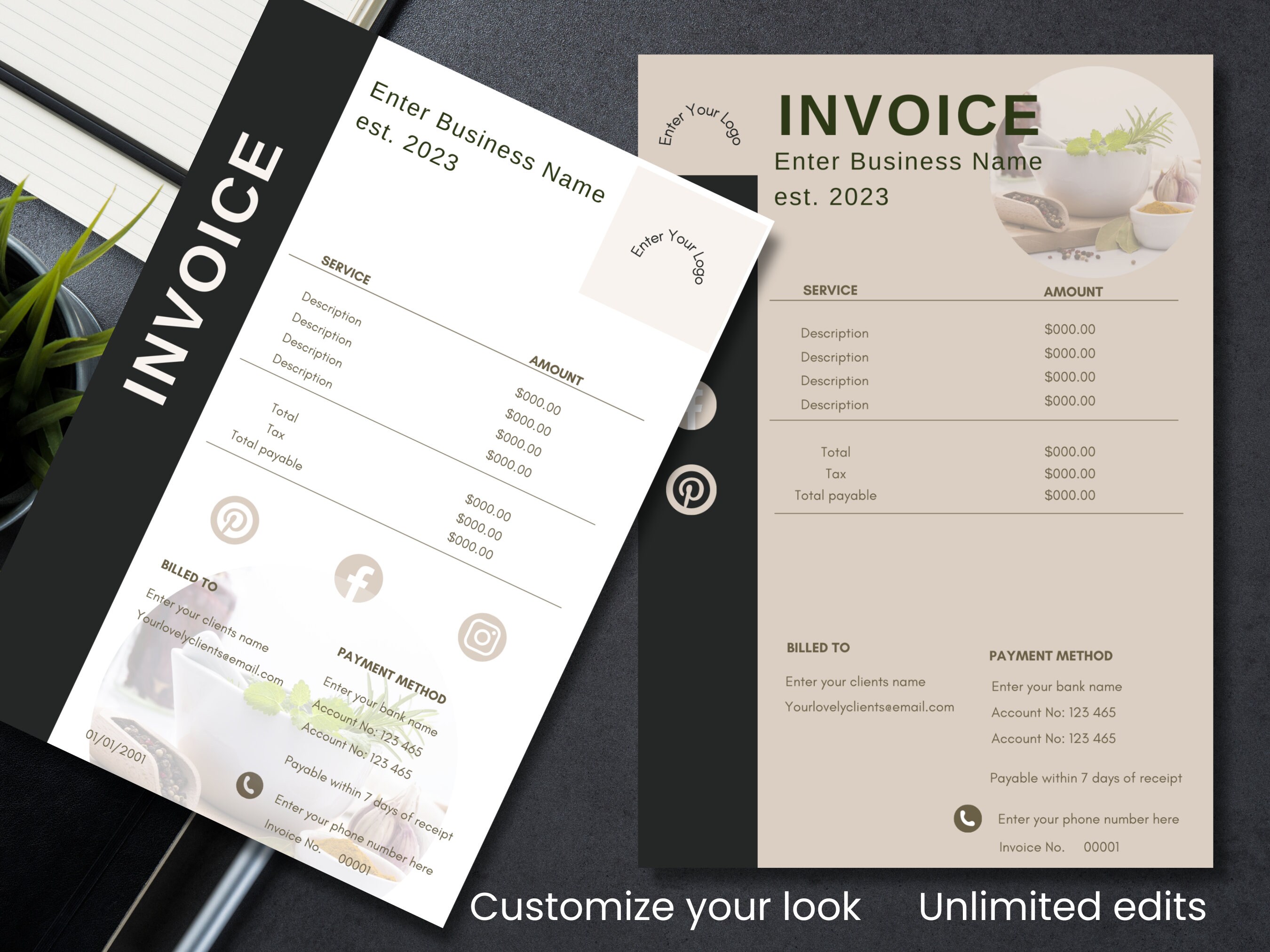 Invoice Template Download Invoice Template Invoice Etsy Sellers Modern Invoice Invoice Form ...