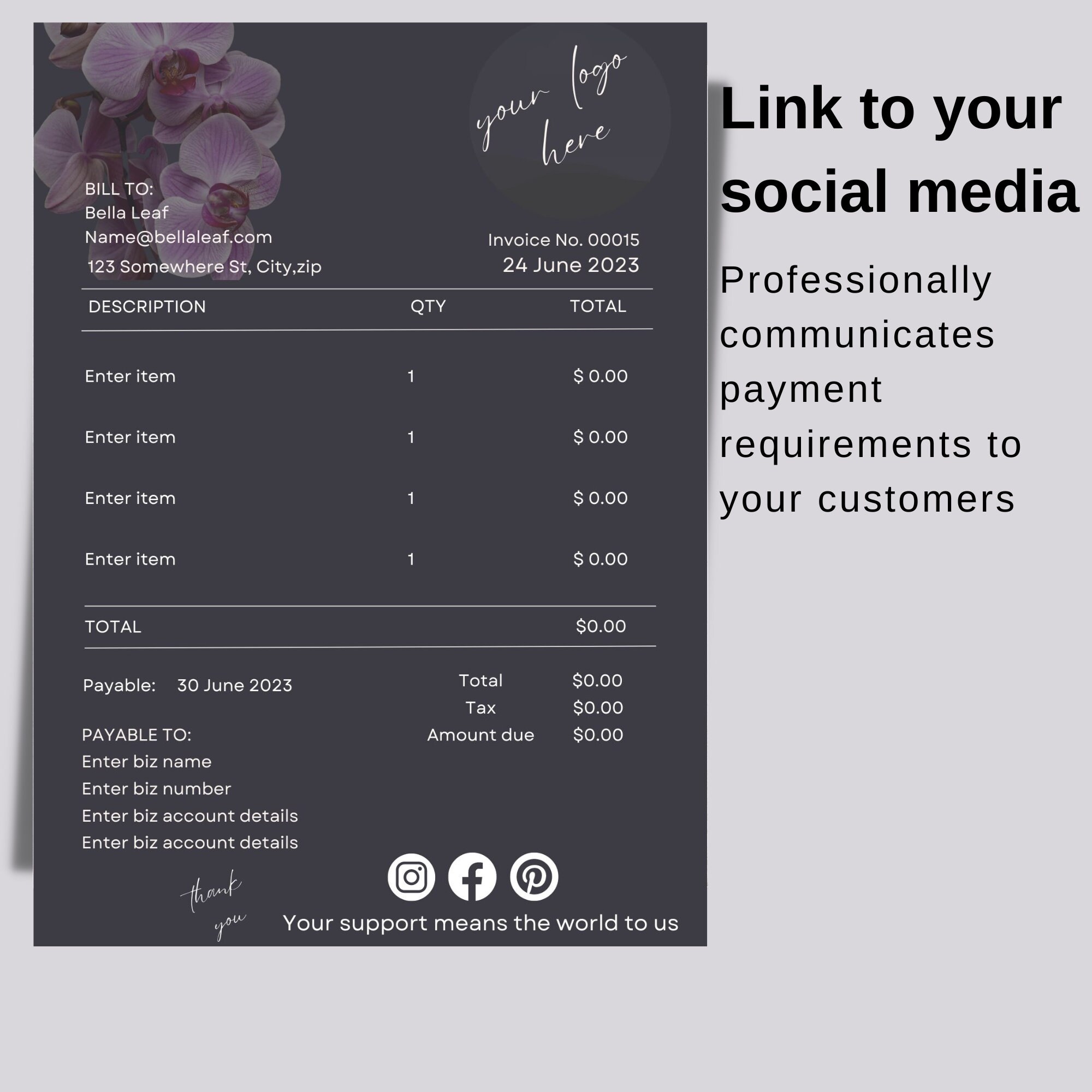 Invoice Template Download Invoice Invoice Template Etsy Sellers ...