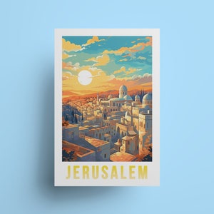 Jerusalem Travel Poster Israel Art Wall Decor Ancient Print for ...