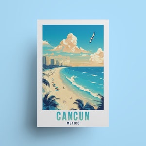 Cancun Travel Poster Mexico Print Framed Wall Art, Caribbean Sea ...