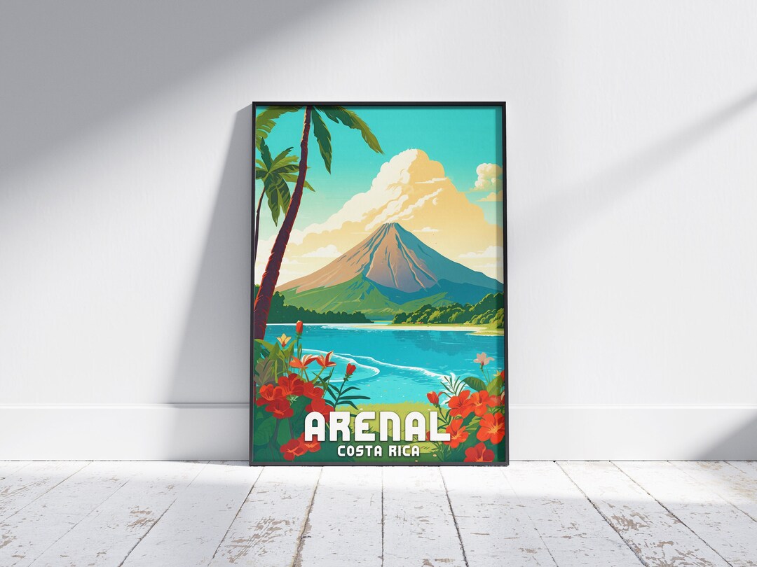 Arenal Volcano Travel Poster: Costa Rica Mountain Print - Etsy