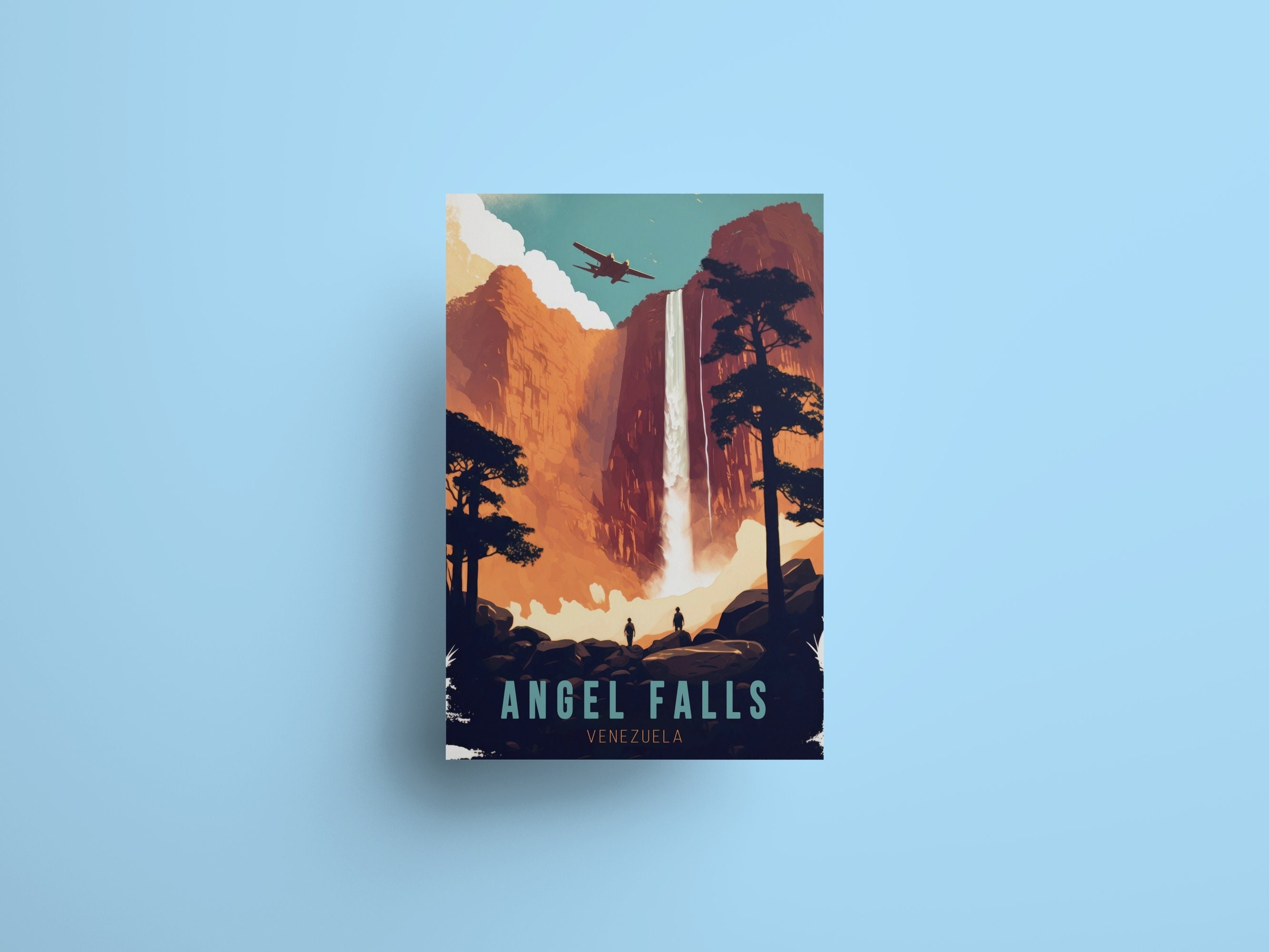 Angel Falls Travel Poster Venezuela Art Wall Decor Venezuelan Travel ...