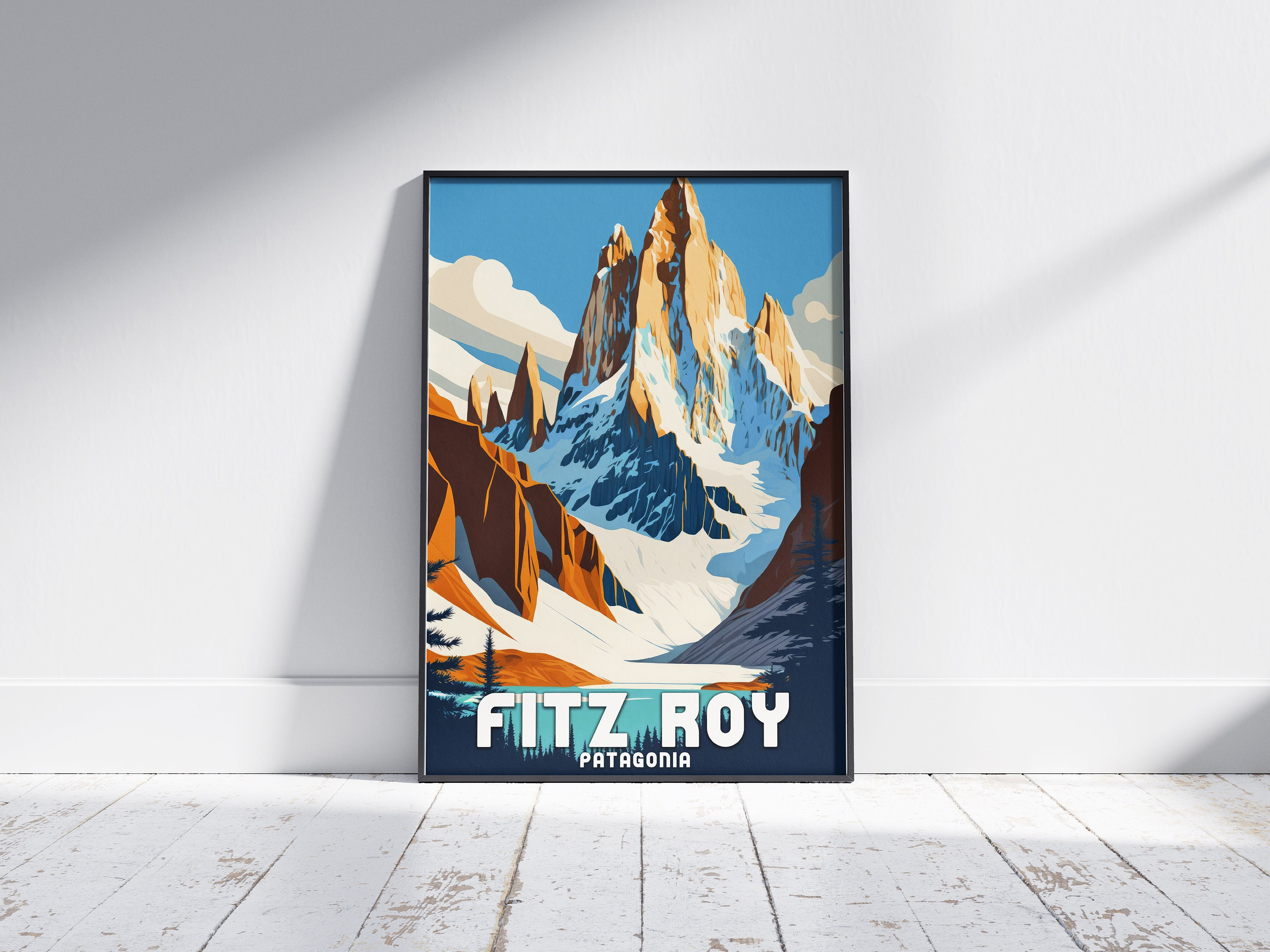 Fitz Roy Mountain Art Print: Patagonia Travel Poster - Etsy