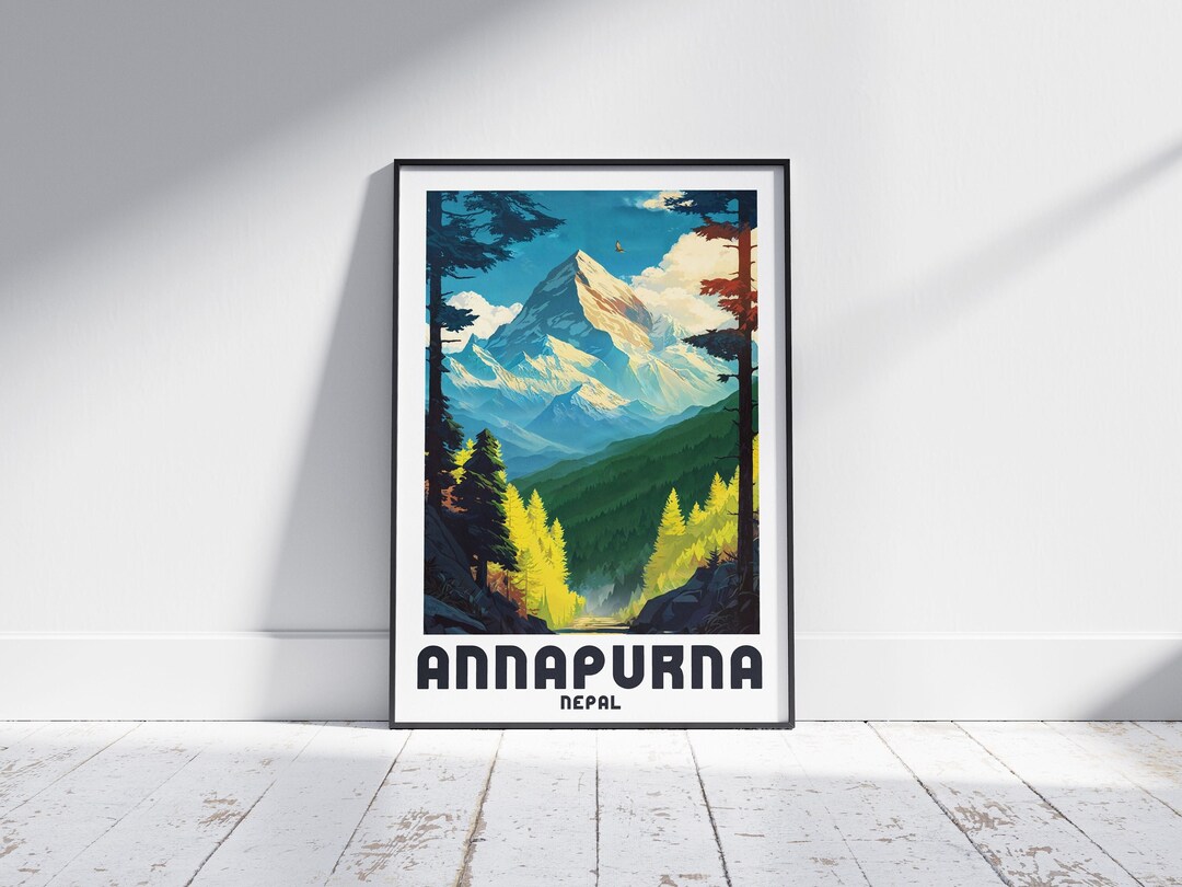 Annapurna Mountain Travel Poster Print Annapurna Mountains Nepal Wall Art Modern Home Prints ...