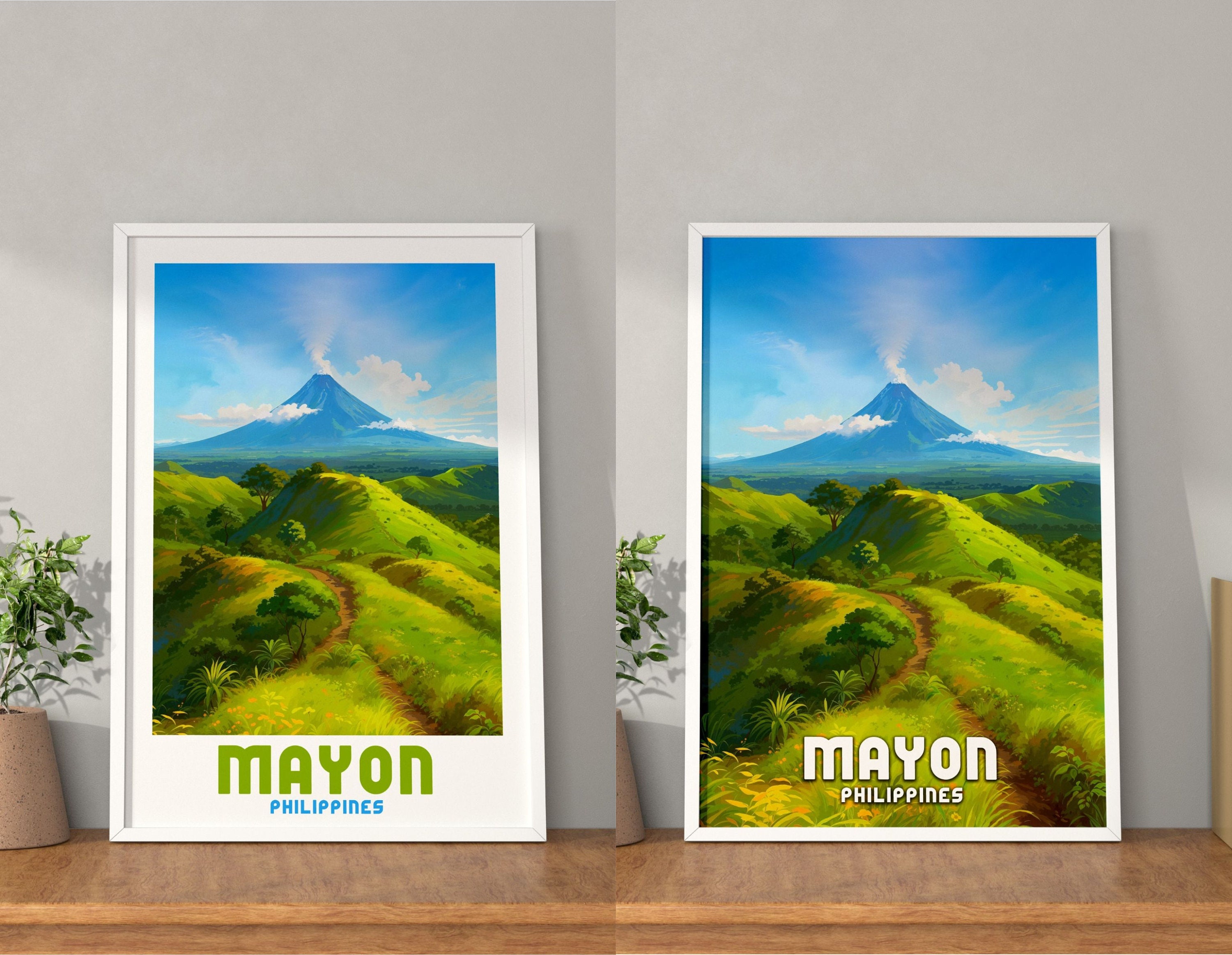 Mayon Philippines Travel Poster Philippines Art Volcano Wall Decor ...