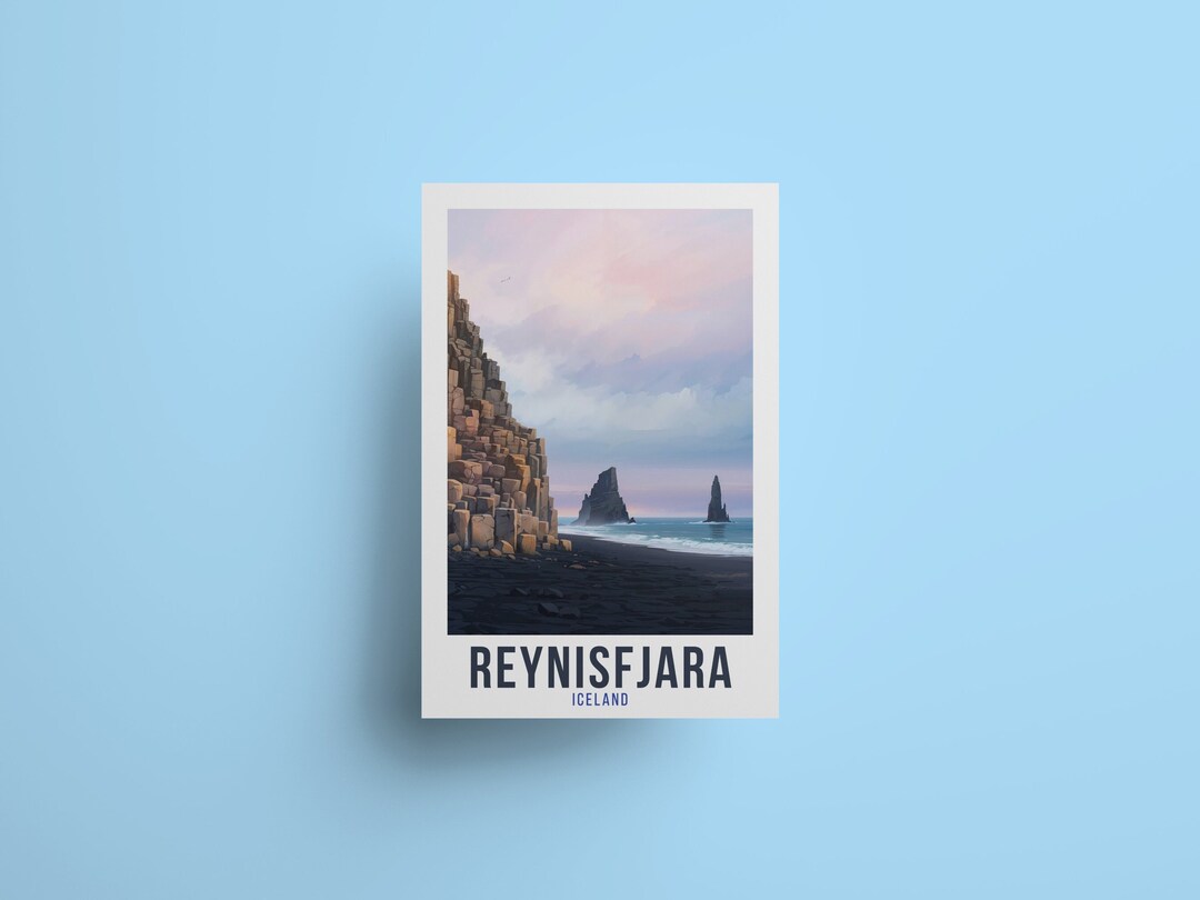 Reynisfjara Beach Iceland Print: Nordic Travel Poster - Etsy