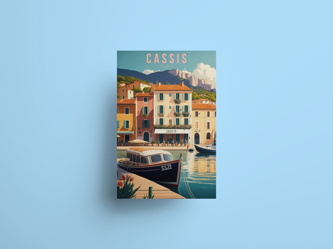 Cassis France Travel Poster: French Riviera Illustration - Etsy