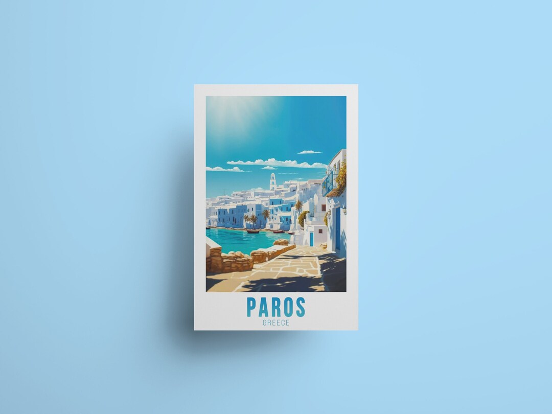 Paros Travel Poster Greece Art Wall Deco Greek Cyclades Island Travel ...