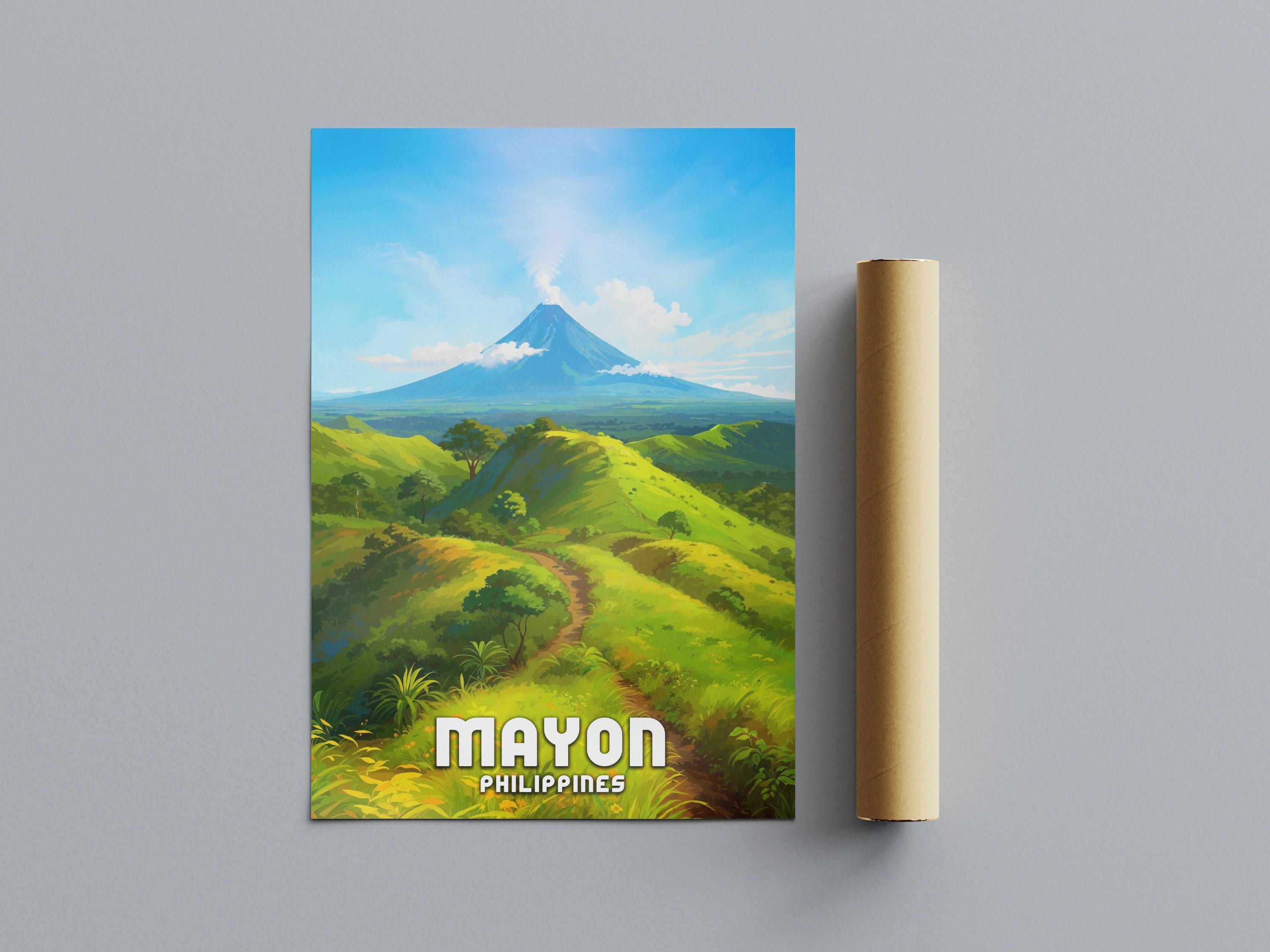 Mayon Philippines Travel Poster Philippines Art Volcano Wall Decor ...
