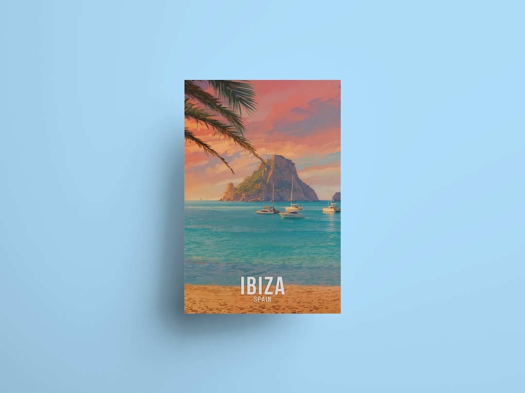 Ibiza Sunset Travel Poster: Eivissa Coastal Wall Art - Etsy