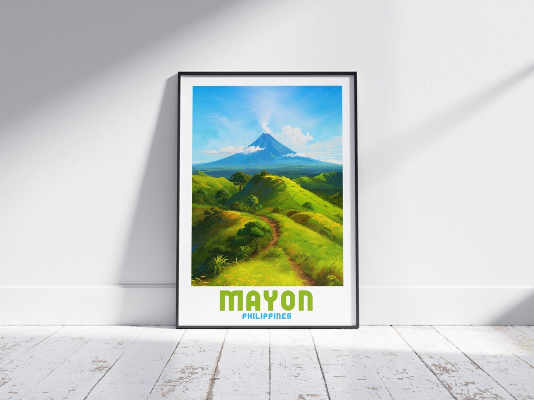 Mayon Philippines Travel Poster Philippines Art Volcano Wall Decor ...