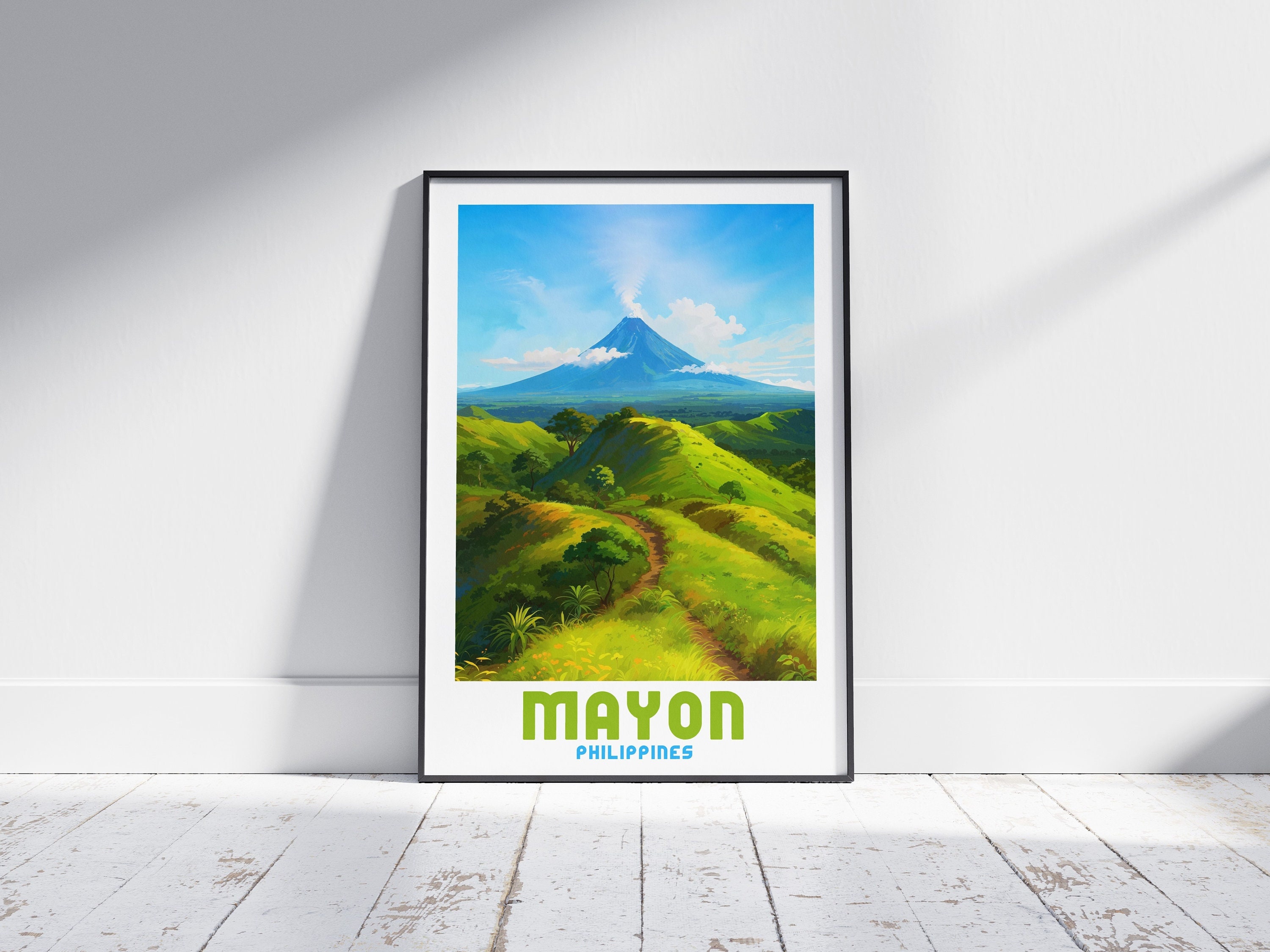 Mayon Philippines Travel Poster Philippines Art Volcano Wall Decor ...