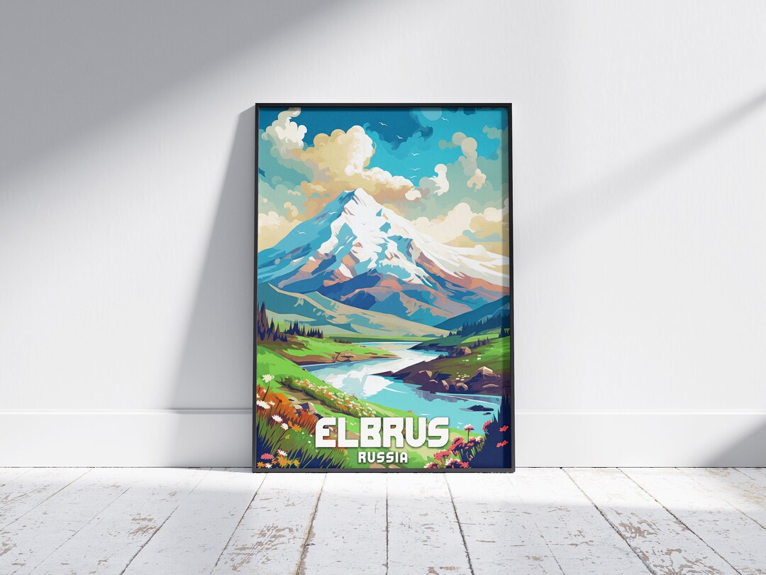 Elbrus Russia Travel Poster Mount Russian Alps Mount Print - Etsy
