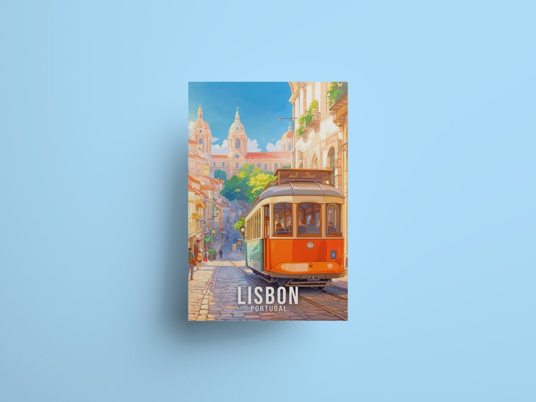 Lisbon Portugal Travel Poster: Mediterranean City Art - Etsy