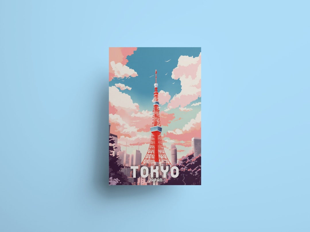 Tokyo Tower Travel Poster Japanese Art Wall Hanging - Etsy
