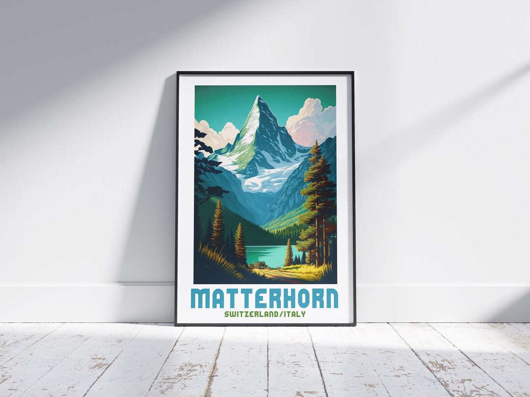 Matterhorn Travel Poster Italy Swiss Alps Mount Print Cervino Mountains ...