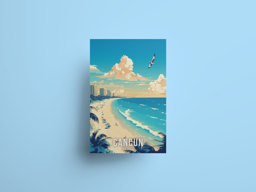 Cancun Travel Poster Mexican Art Wall Decor Colorful Travel - Etsy