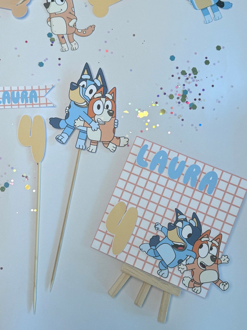 Kit de fiesta Bluey - Caja de fiesta - Bluey - Adorno para tarta ...