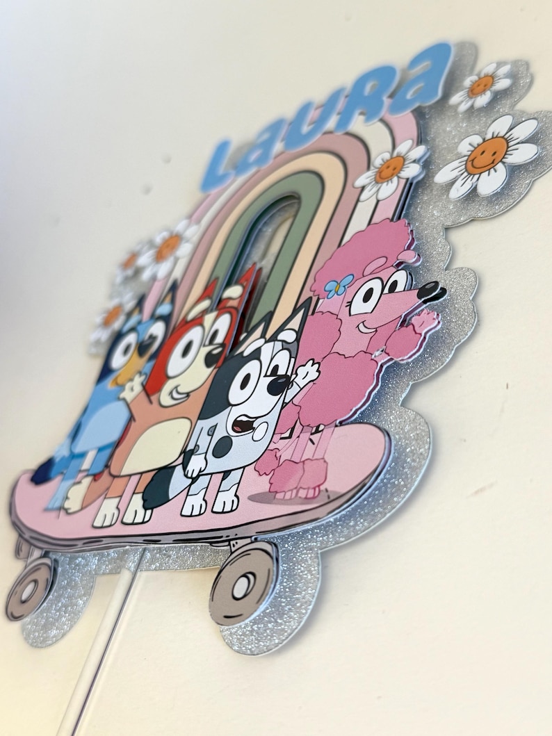 Bluey Cake Topper With Personalized Name, Children's Birthday, Birthday ...