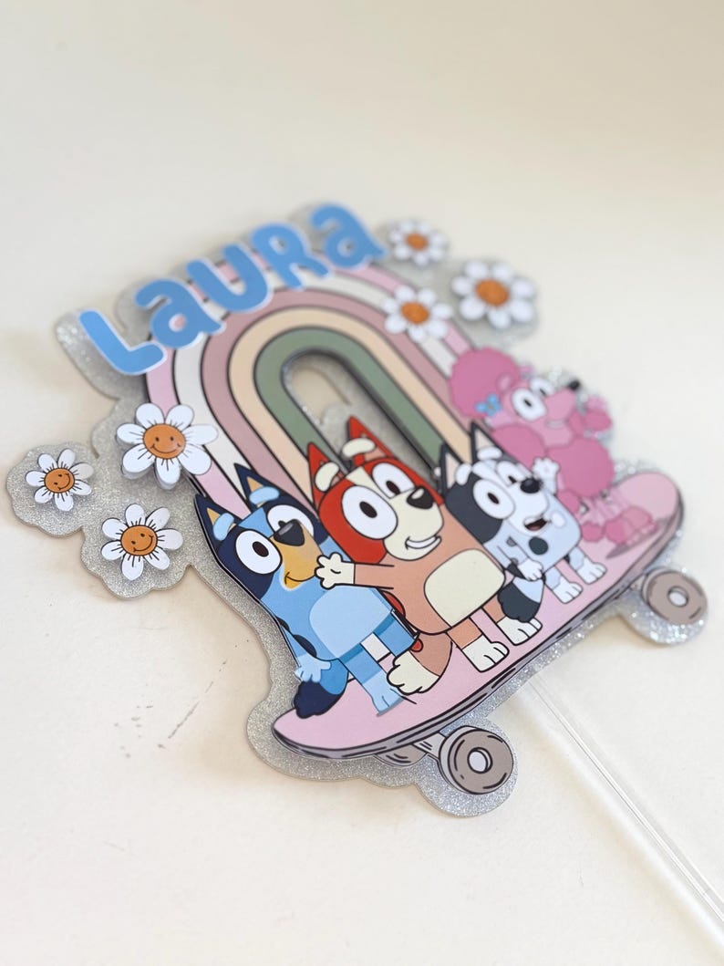 Bluey Cake Topper With Personalized Name, Children's Birthday, Birthday ...