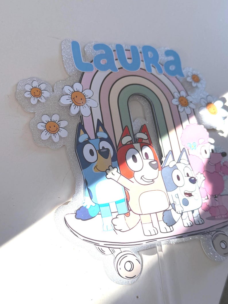 Bluey Cake Topper With Personalized Name, Children's Birthday, Birthday ...