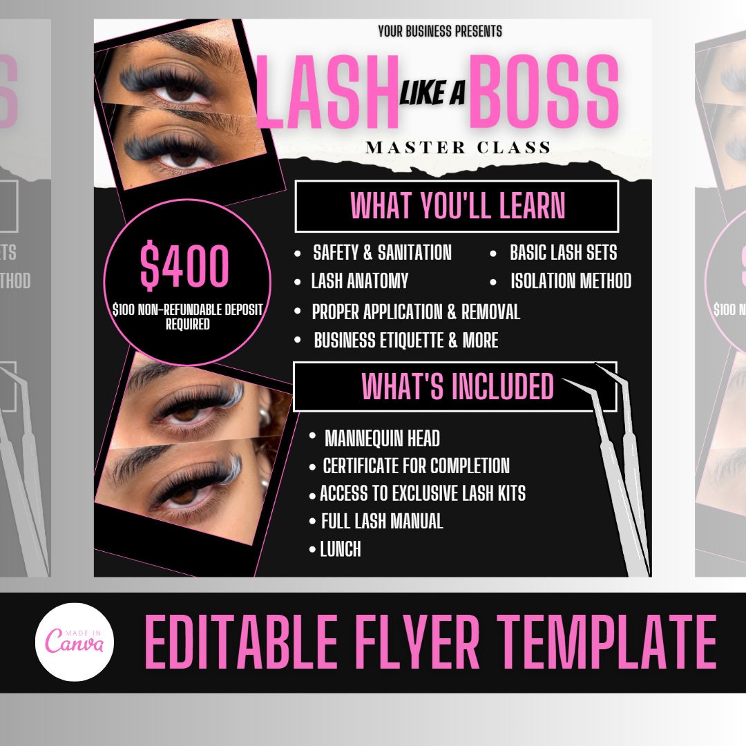 Lash Training Flyer, Lash Course Flyer, DIY Lash Class Flyer, Lash ...