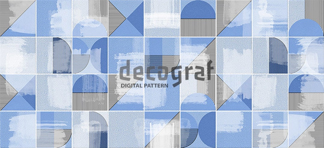 Blue Retro Tiles Pattern - Etsy