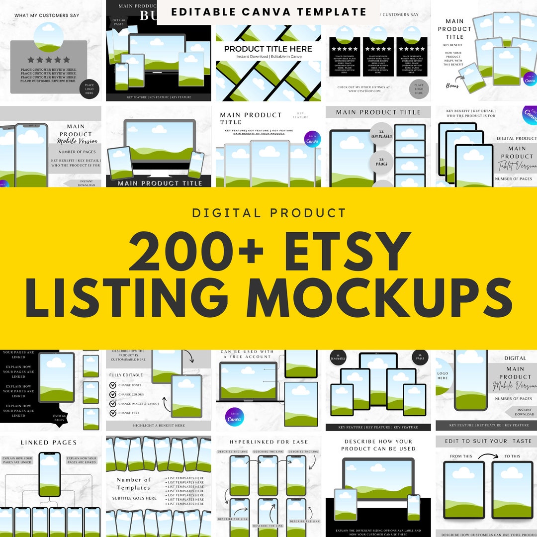 200 Etsy Product Listing Templates Bundle Easy to Edit Canva Templates ...
