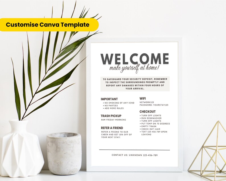 Buy Editable Airbnb Sign Template 5 Page Homestay Welcome Sign, Hostel ...