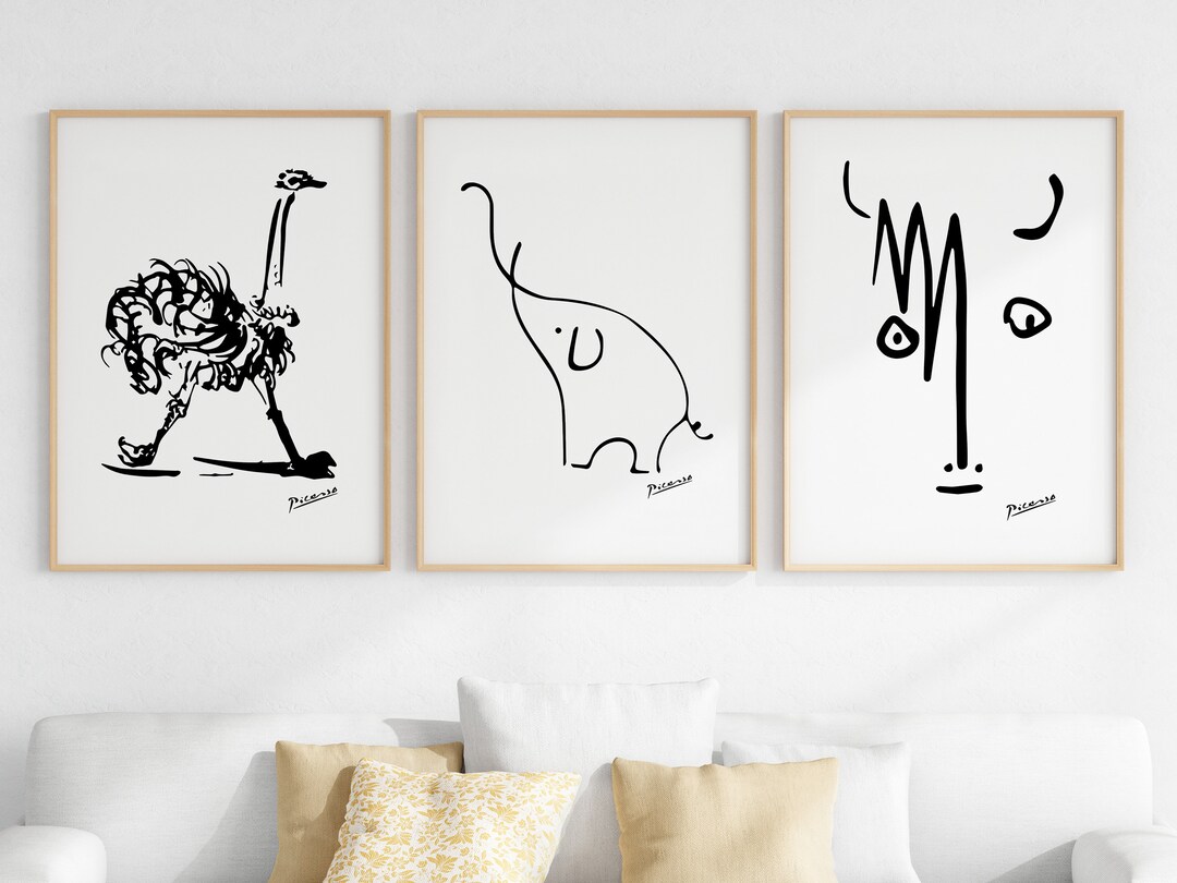 Picasso Set Of 3 Prints Picasso Printable Download Pablo Picasso Wall Art Picasso Art