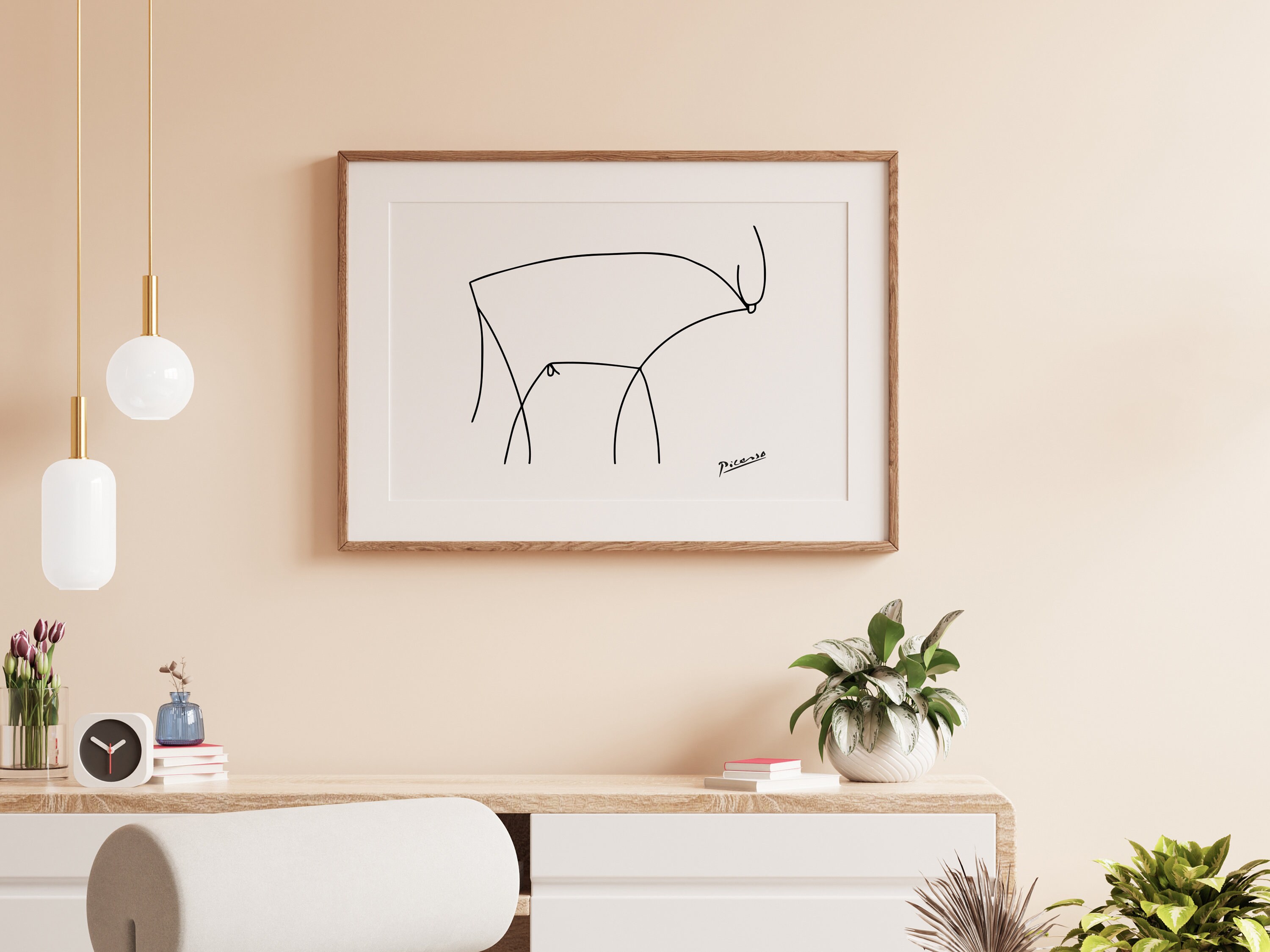 Picasso Bull Line Art Print: Minimalist Wall Decor (digital Printable ...