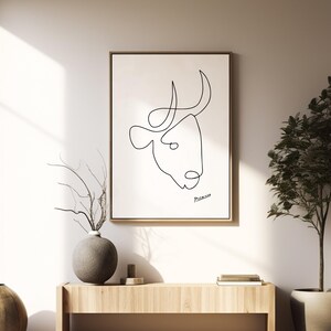 Picasso Bull Head Drawing | Picasso Bull Line Art Print | Exhibition ...