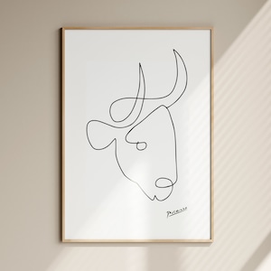 Picasso Bull Head Drawing Picasso Bull Line Art Print Exhibition Print ...