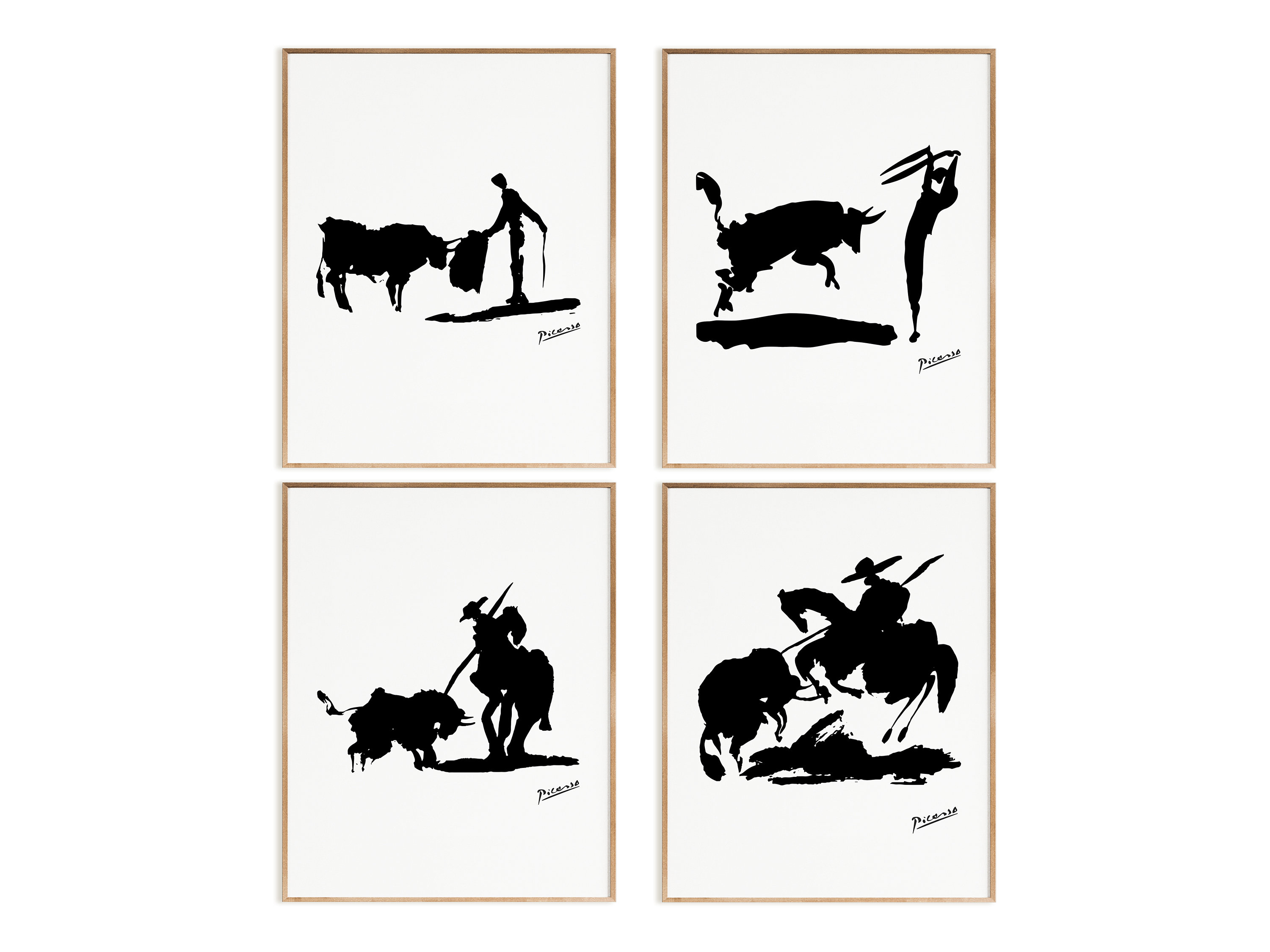 Picasso Set of 4 Prints Picasso Bull Fight Pablo Picasso Wall Art ...