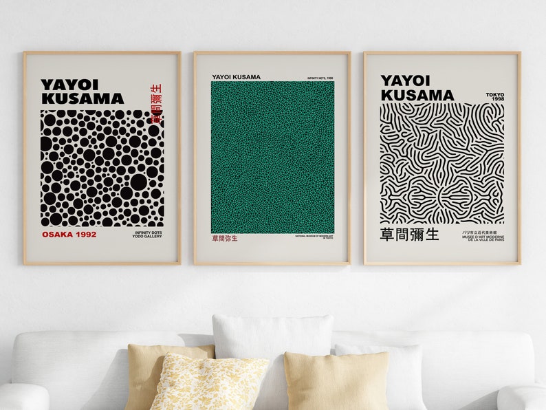 Yayoi Kusama Set of 3 Prints, Japanese Art Print, Yayoi Kusama Print ...