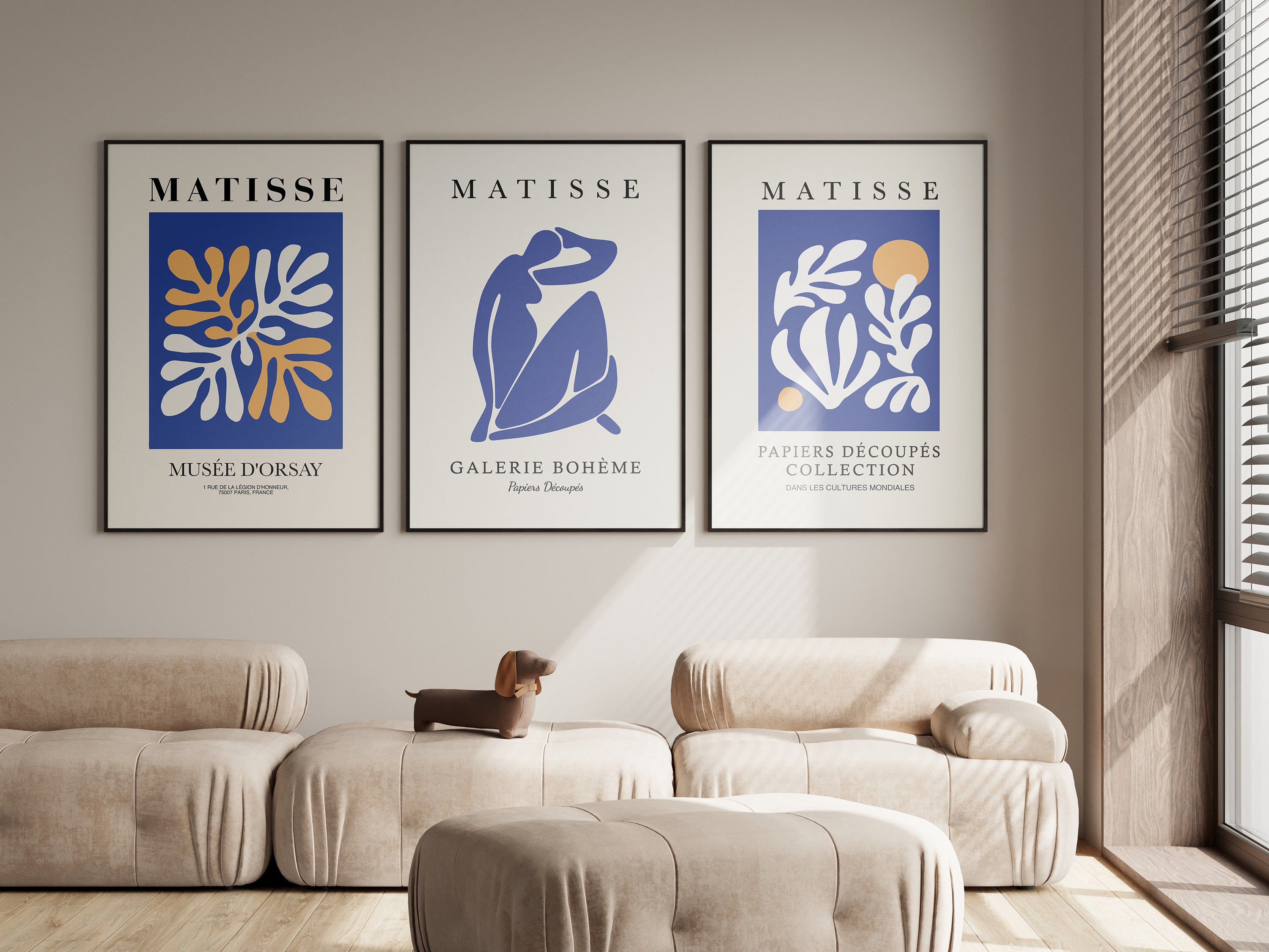 Matisse Set of 3 Prints Henri Matisse Poster Blue Matisse Wall Art Matisse Art Print Blue ...
