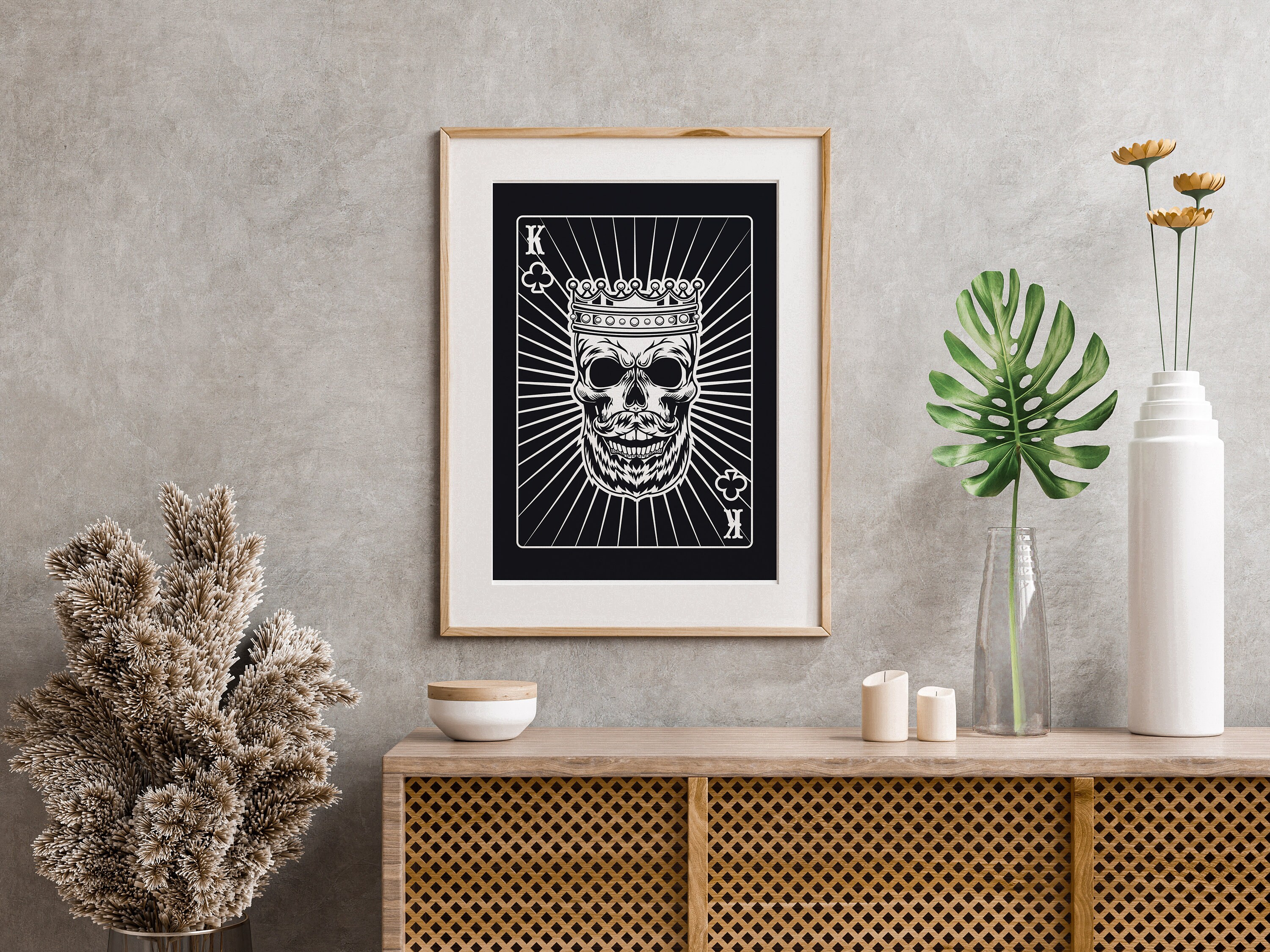 Black King Skull Playing Card Clubs Playing Cards Print Digital ...