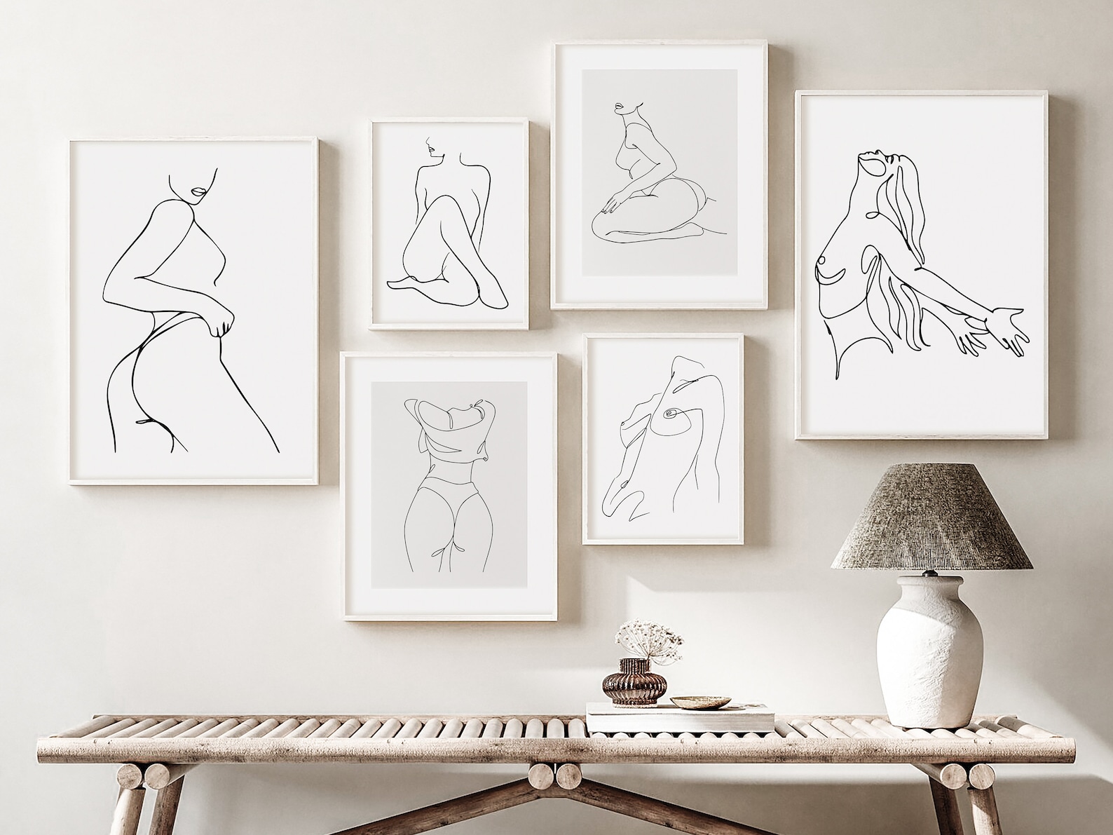 Woman Line Art Print Female Figure Line Art Set Naked Woman Wall Art ...