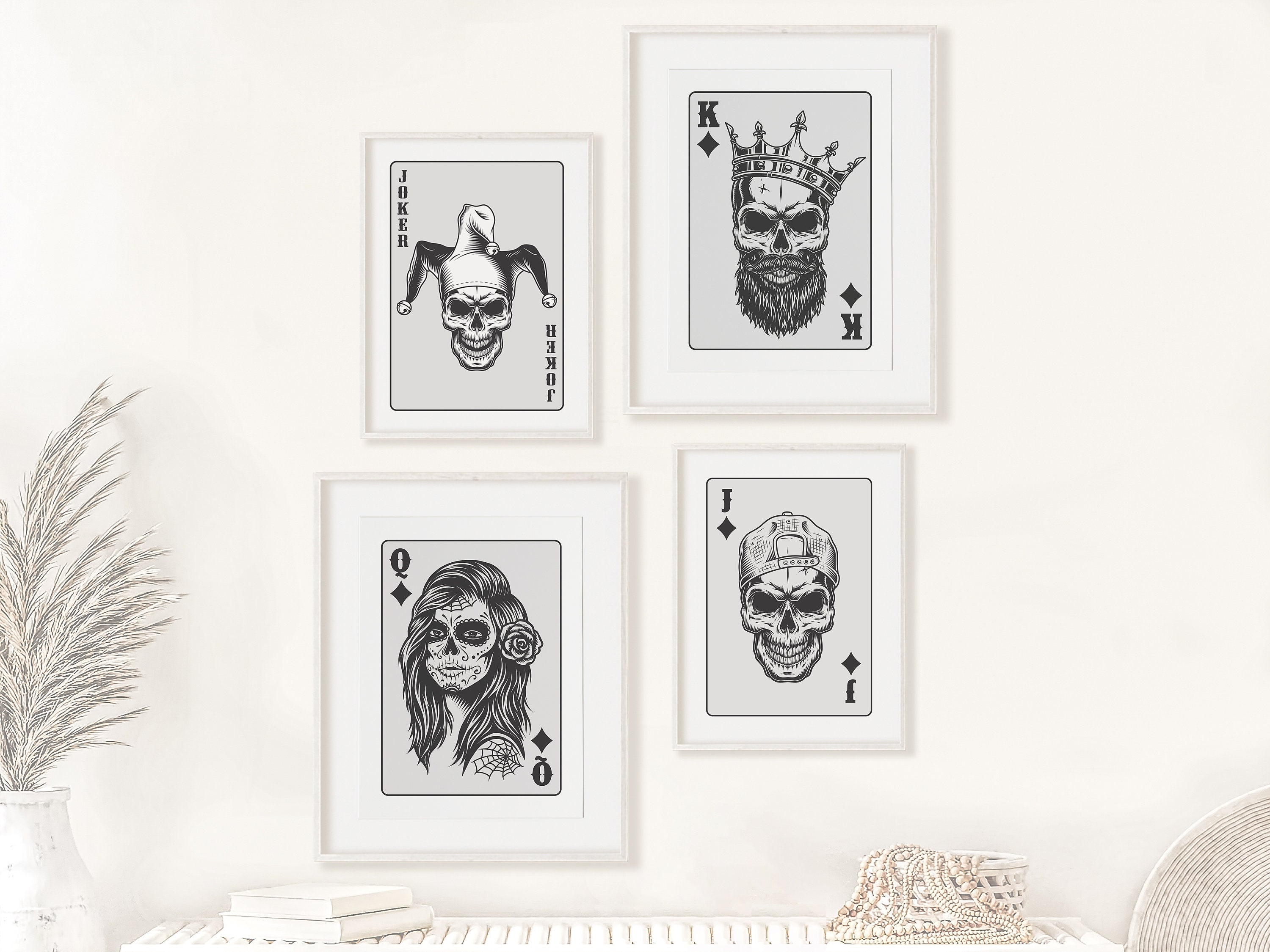 King, Queen, Jack, and Joker Playing Cards Gallery Wall Set of 4 Prints ...