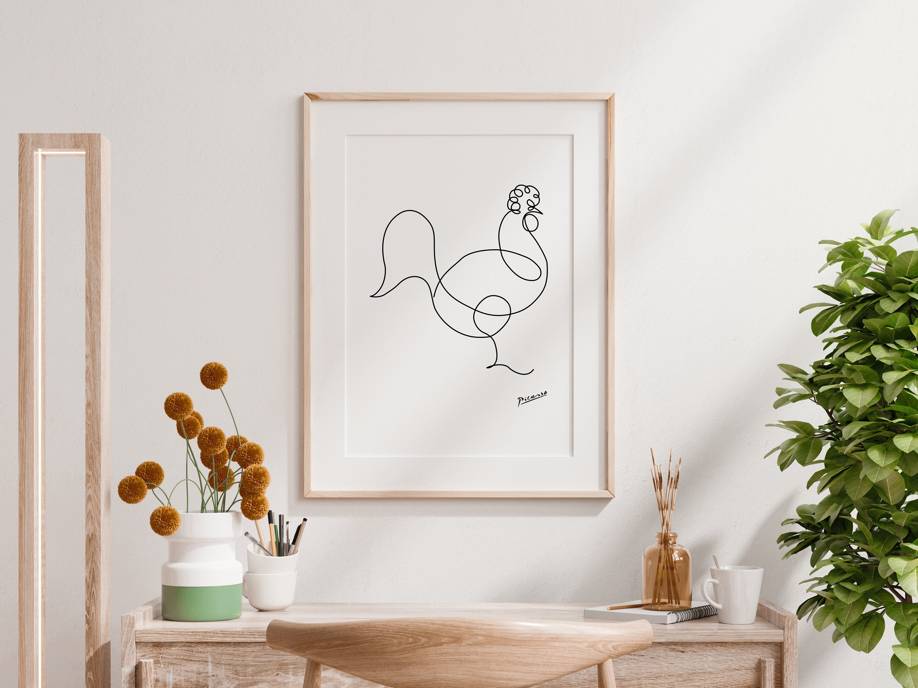 Picasso Rooster Sketch Picasso Rooster Line Art Print Exhibition Print ...
