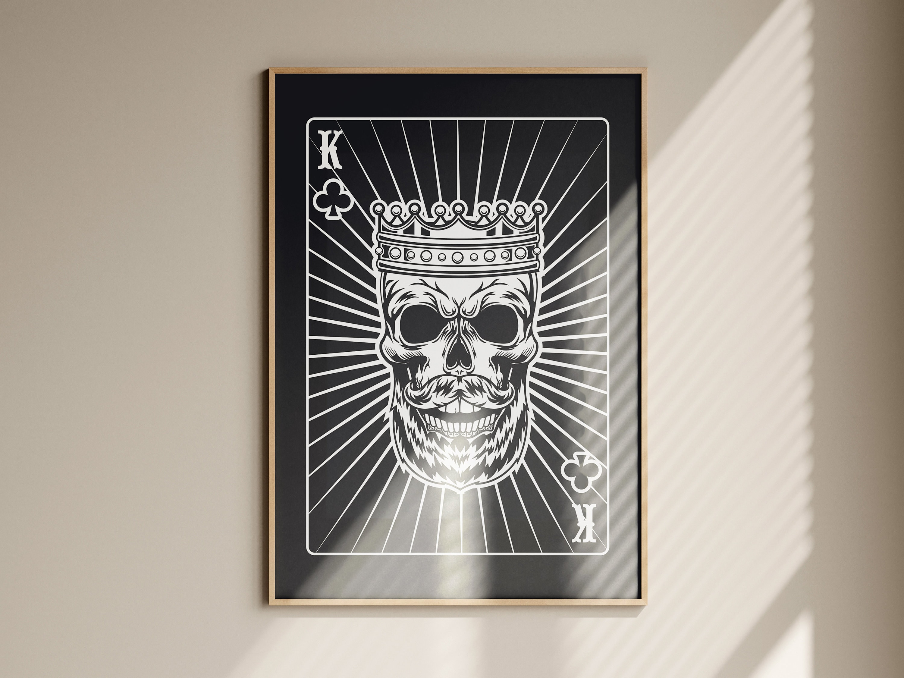 Black King Skull Playing Card Clubs Playing Cards Print Digital ...