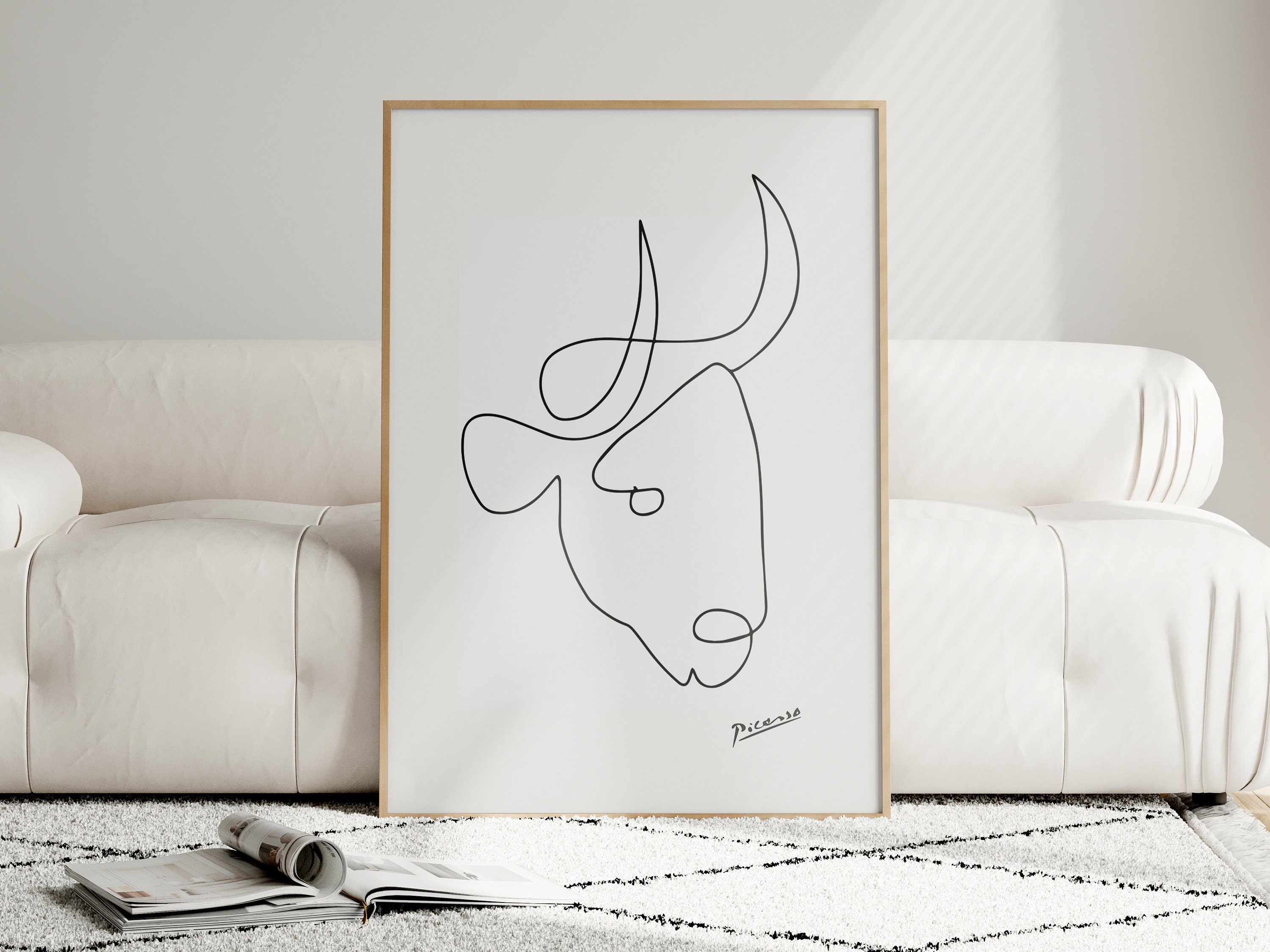 Picasso Bull Head Drawing Picasso Bull Line Art Print Exhibition Print ...