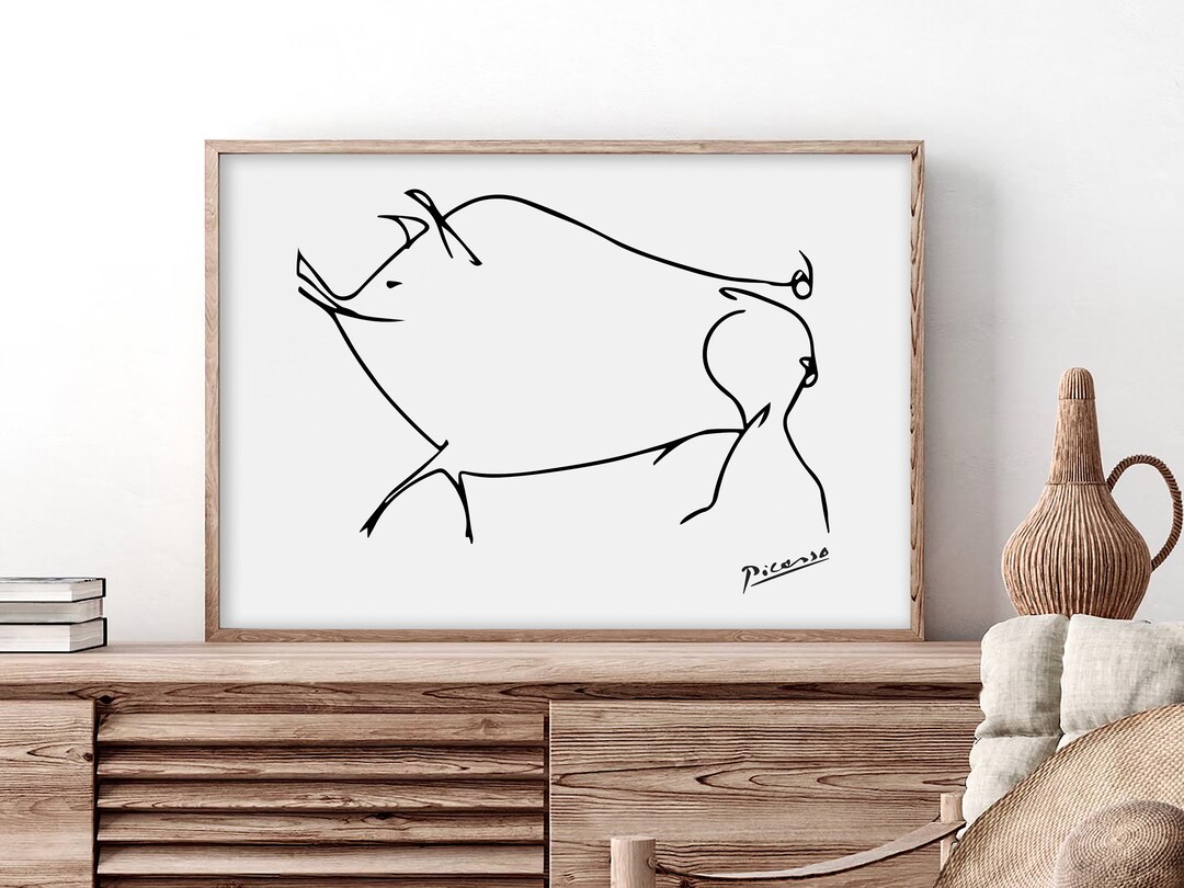 Picasso Pig Print: Minimalist Animal Sketch (digital Download) - Etsy