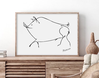 Picasso Pig Sketch, Picasso Line Art, Animal Poster, Exhibition Print ...
